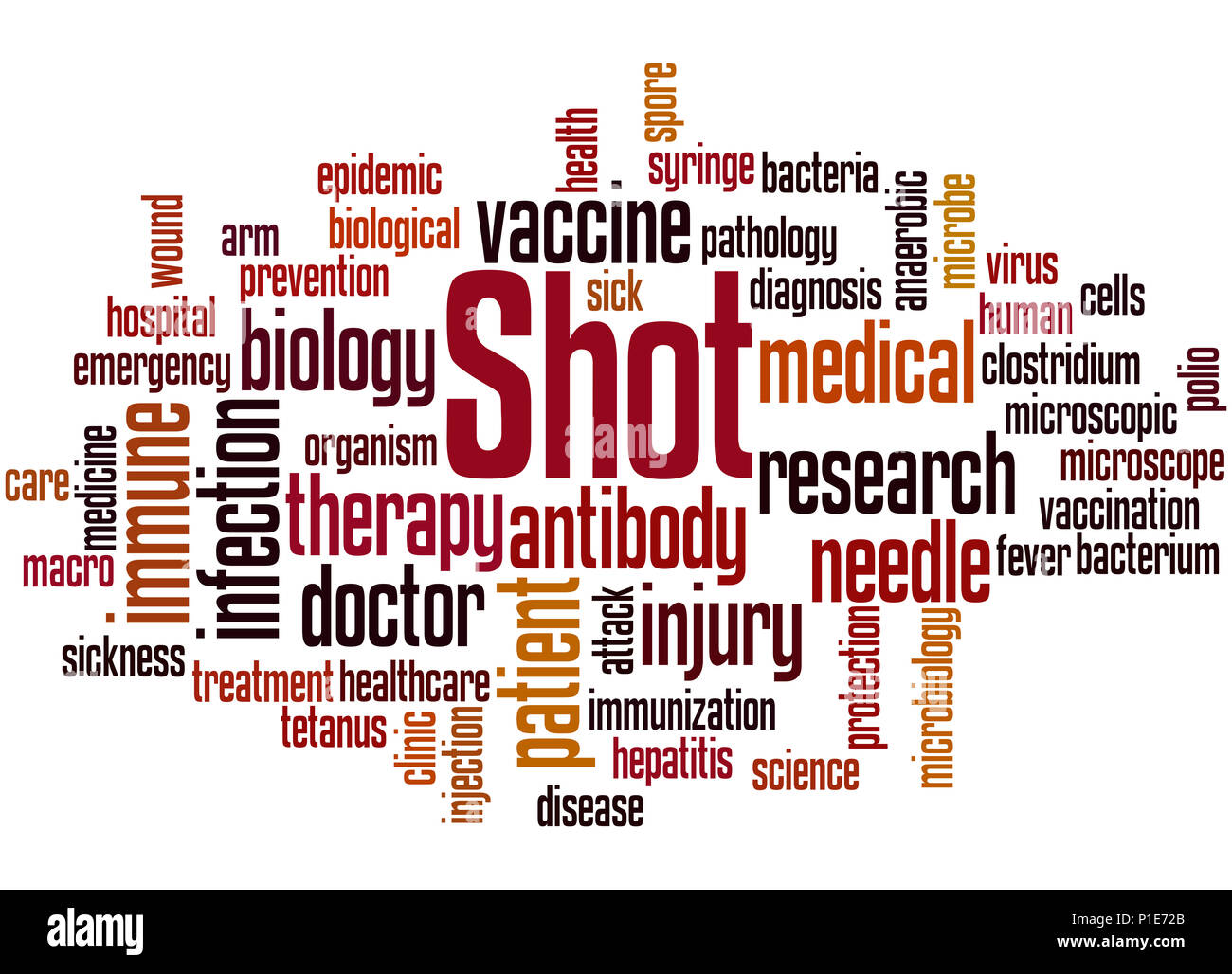 Shot, word cloud concept on white background Stock Photo - Alamy