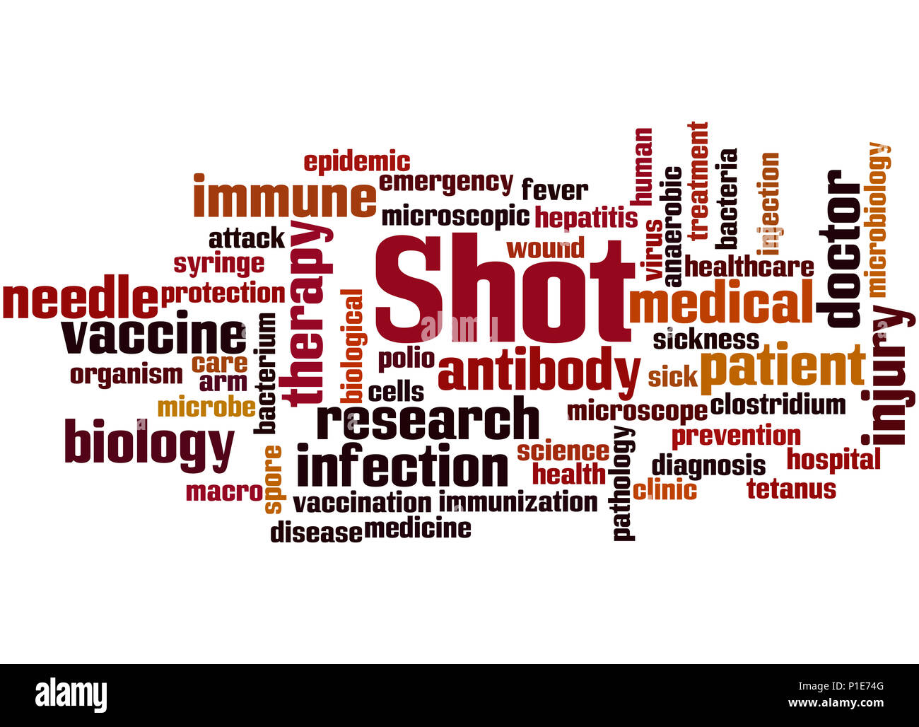 Shot, word cloud concept on white background Stock Photo - Alamy
