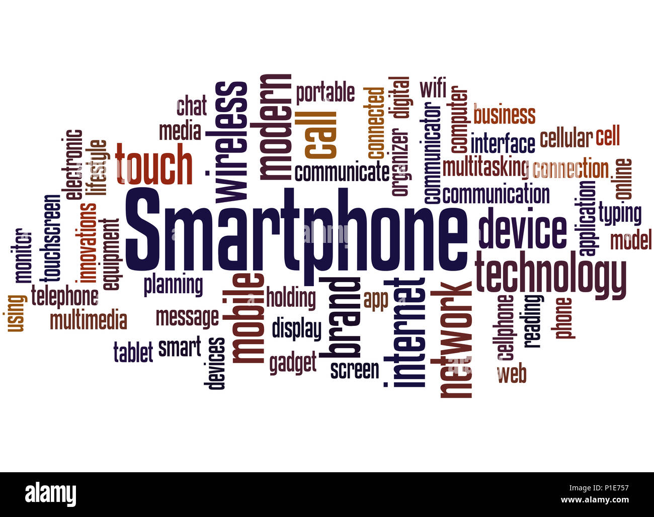 Smartphone, word cloud concept on white background Stock Photo - Alamy