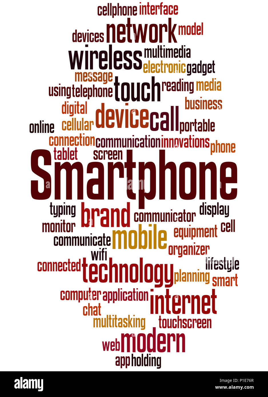 Smartphone, word cloud concept on white background Stock Photo - Alamy