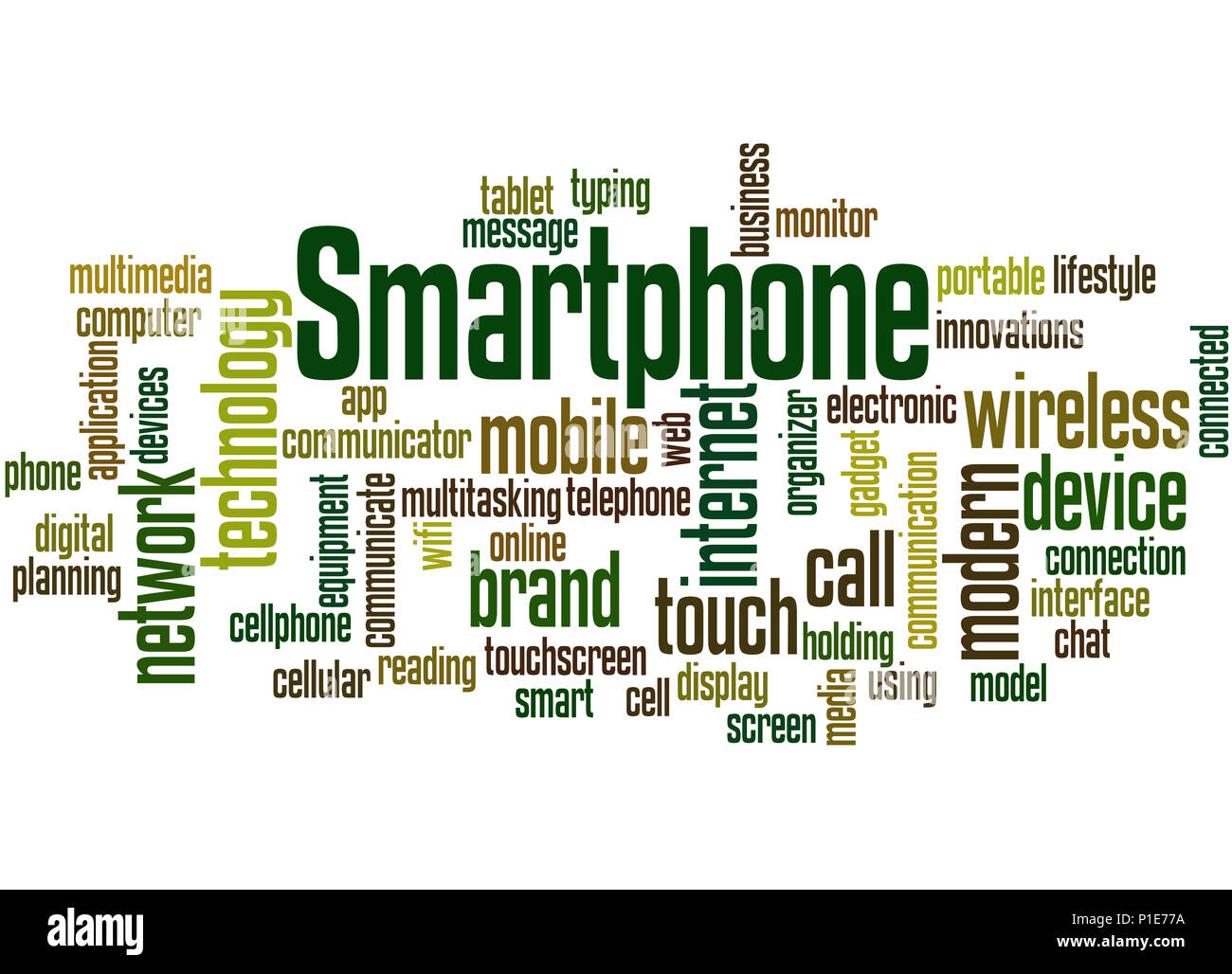 Smartphone, word cloud concept on white background Stock Photo - Alamy