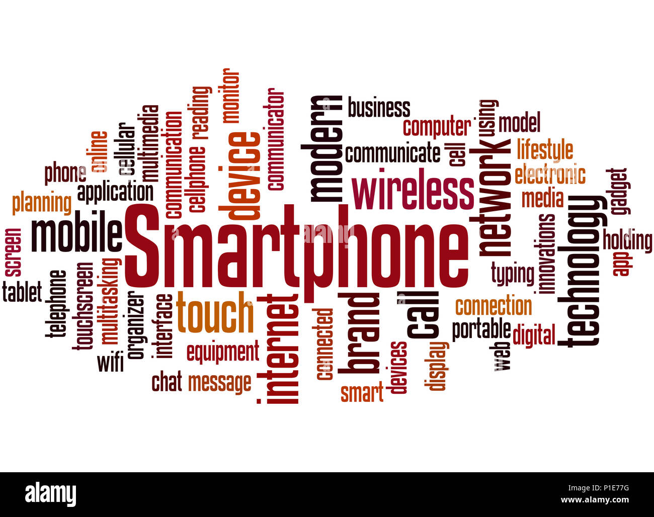 Smartphone, word cloud concept on white background Stock Photo - Alamy
