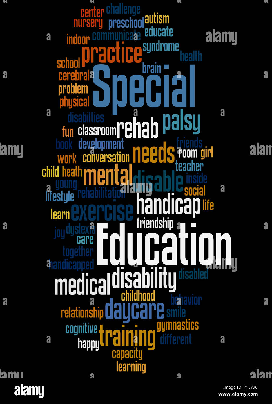 Special Education, word cloud concept on black background Stock Photo ...