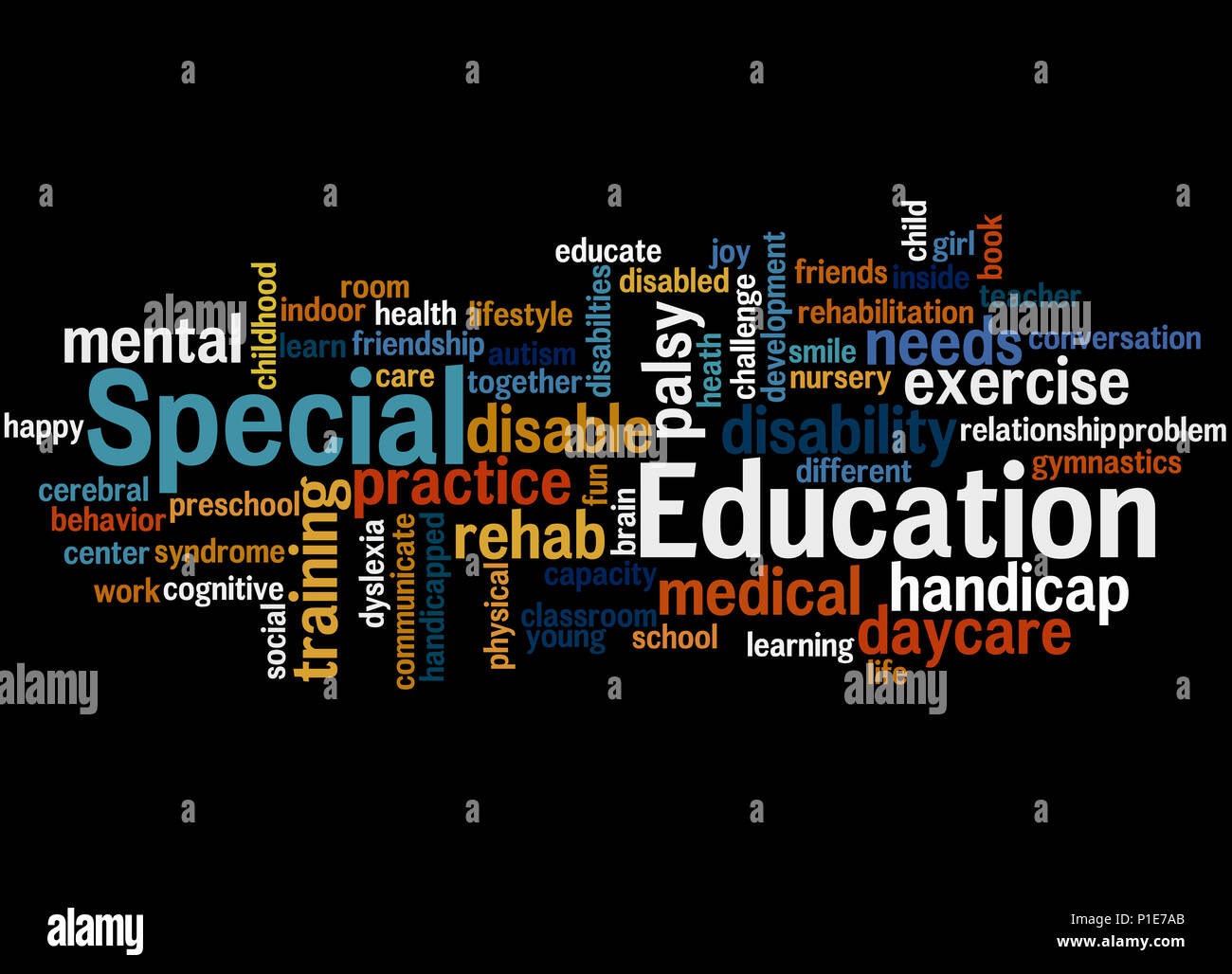 Special Education, word cloud concept on black background Stock Photo ...