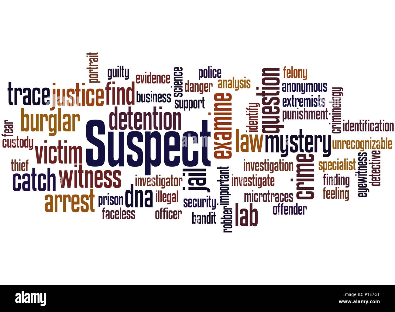 Suspect, word cloud concept on white background Stock Photo - Alamy