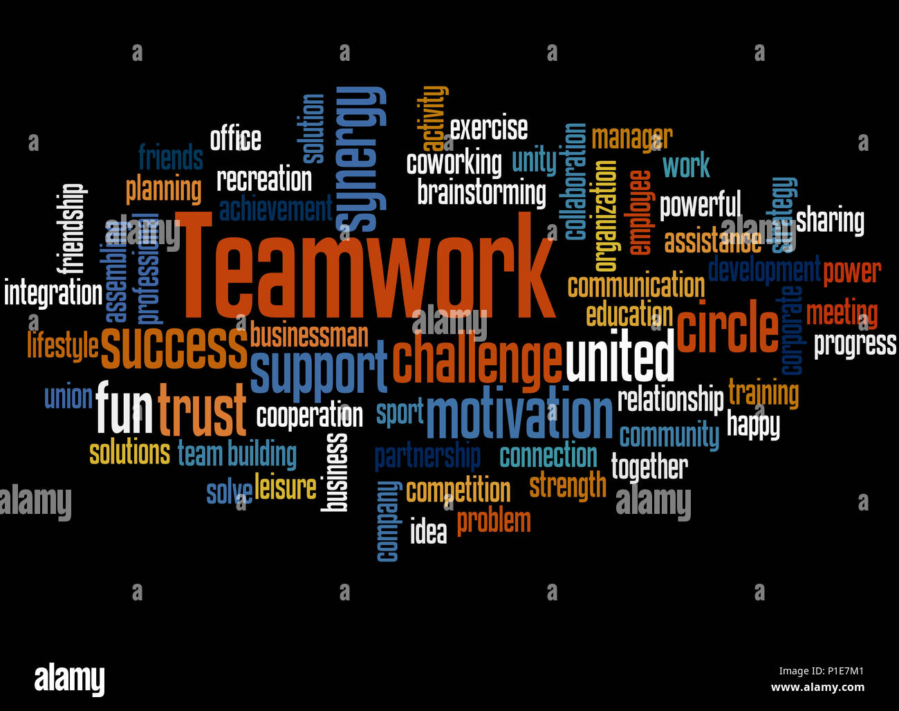 Teamwork, word cloud concept on black background Stock Photo - Alamy