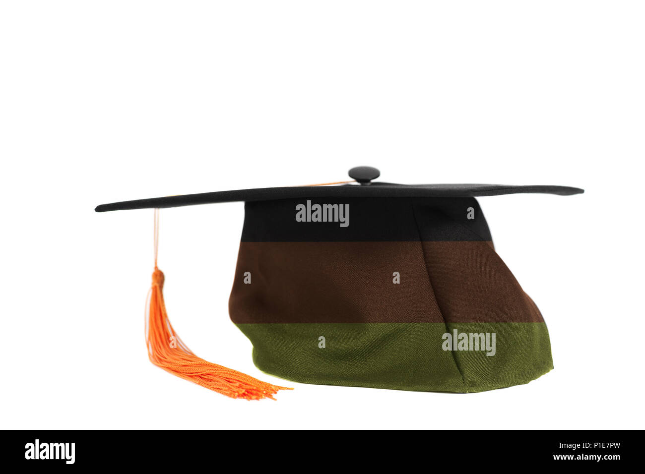 German flag on Graduation Cap isolated on a white background Stock ...