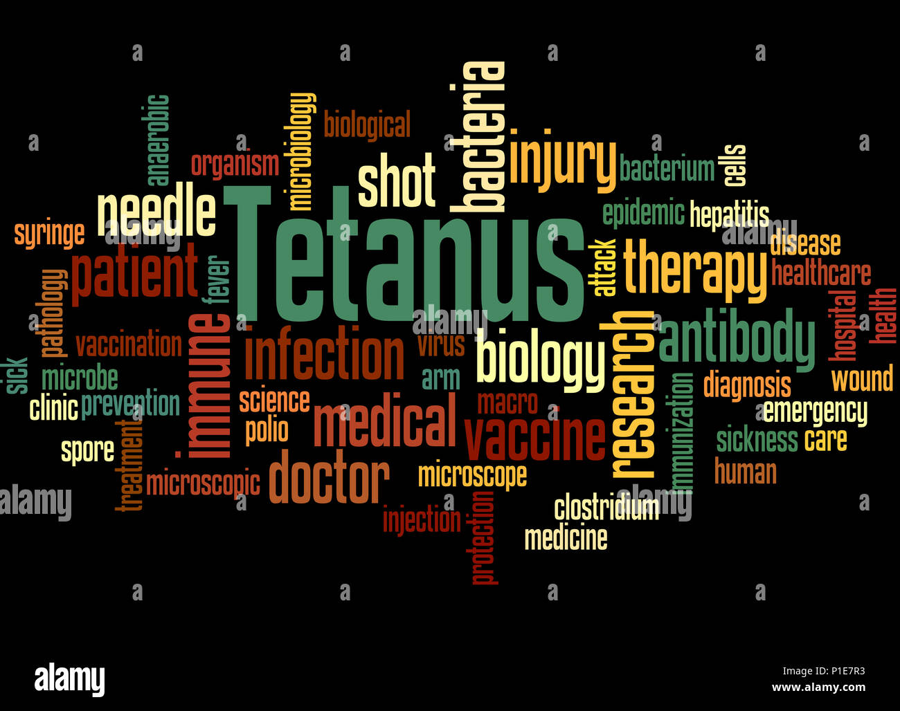 Tetanus, word cloud concept on black background Stock Photo - Alamy
