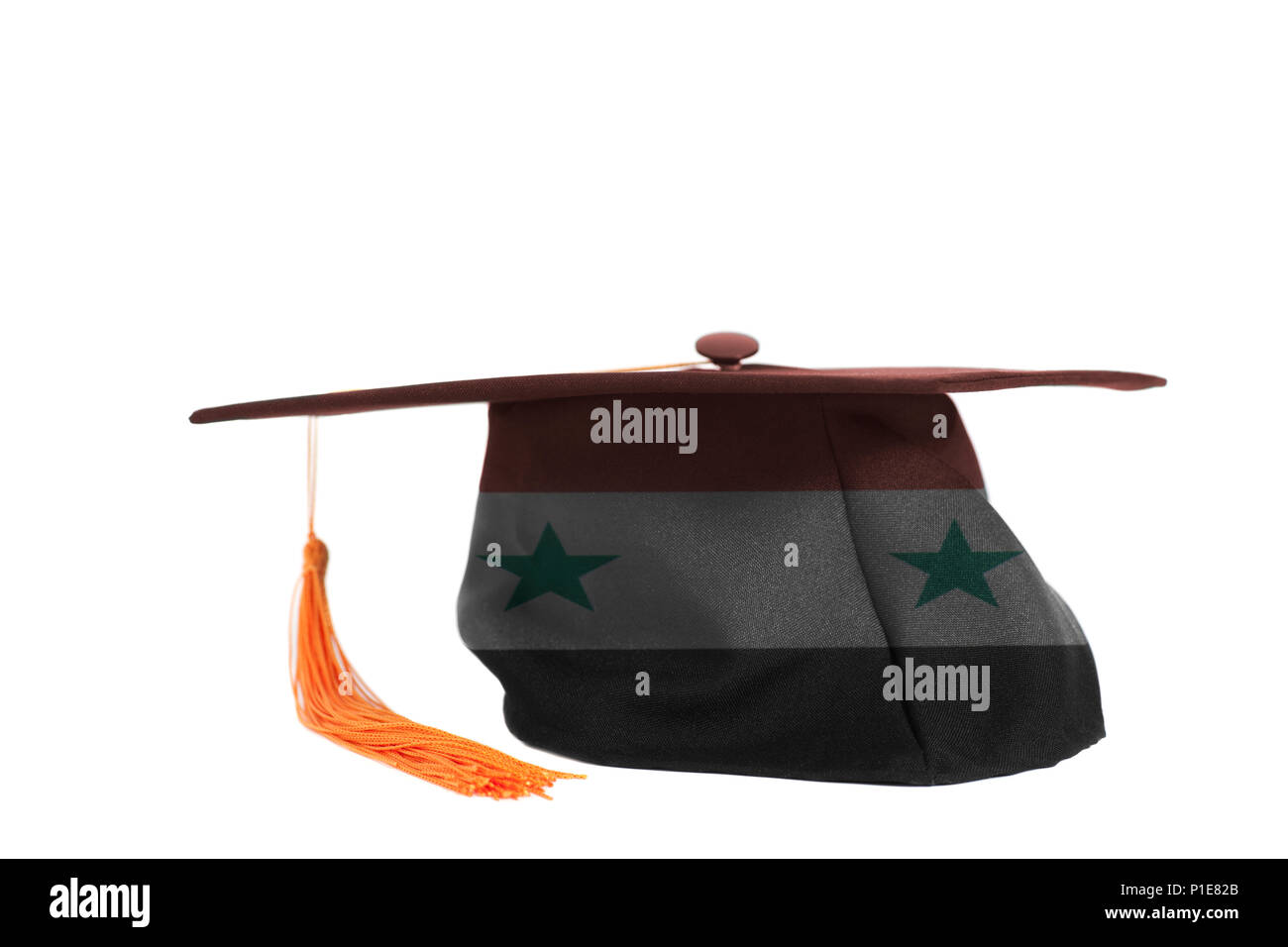 Flag of Syria on Graduation Cap isolated on a white background Stock ...