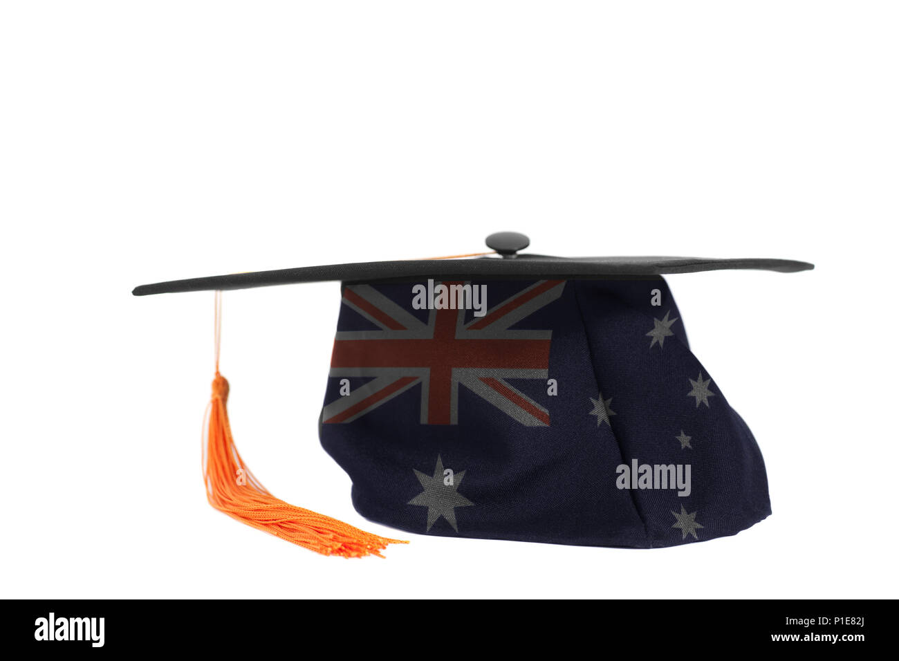 Flag of Australia on Graduation Cap isolated on a white background ...