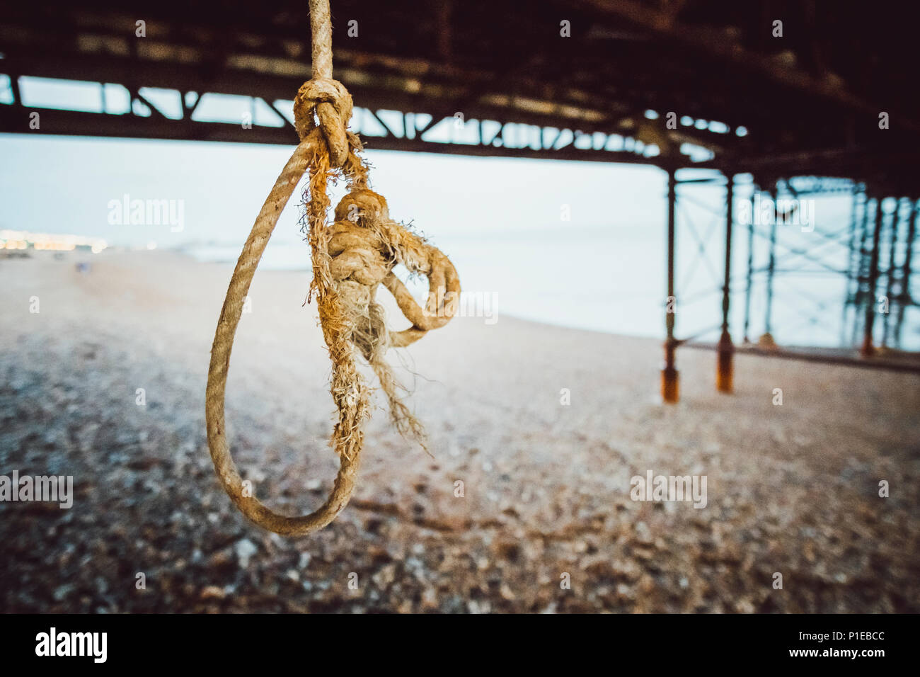 Gallows, rope under pier, Brighton, England Stock Photo - Alamy