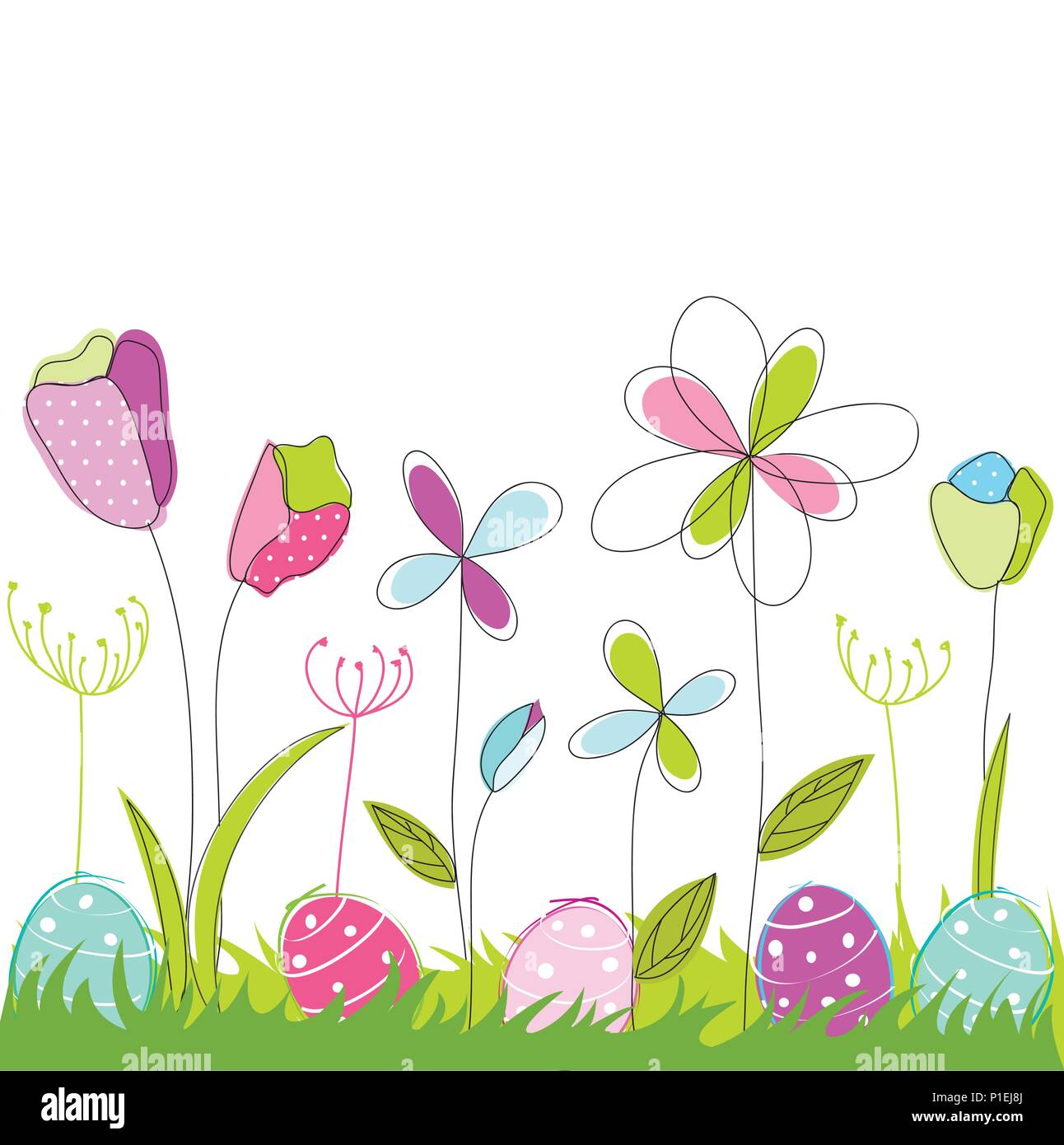 Easter eggs and tulips Stock Vector Images - Alamy