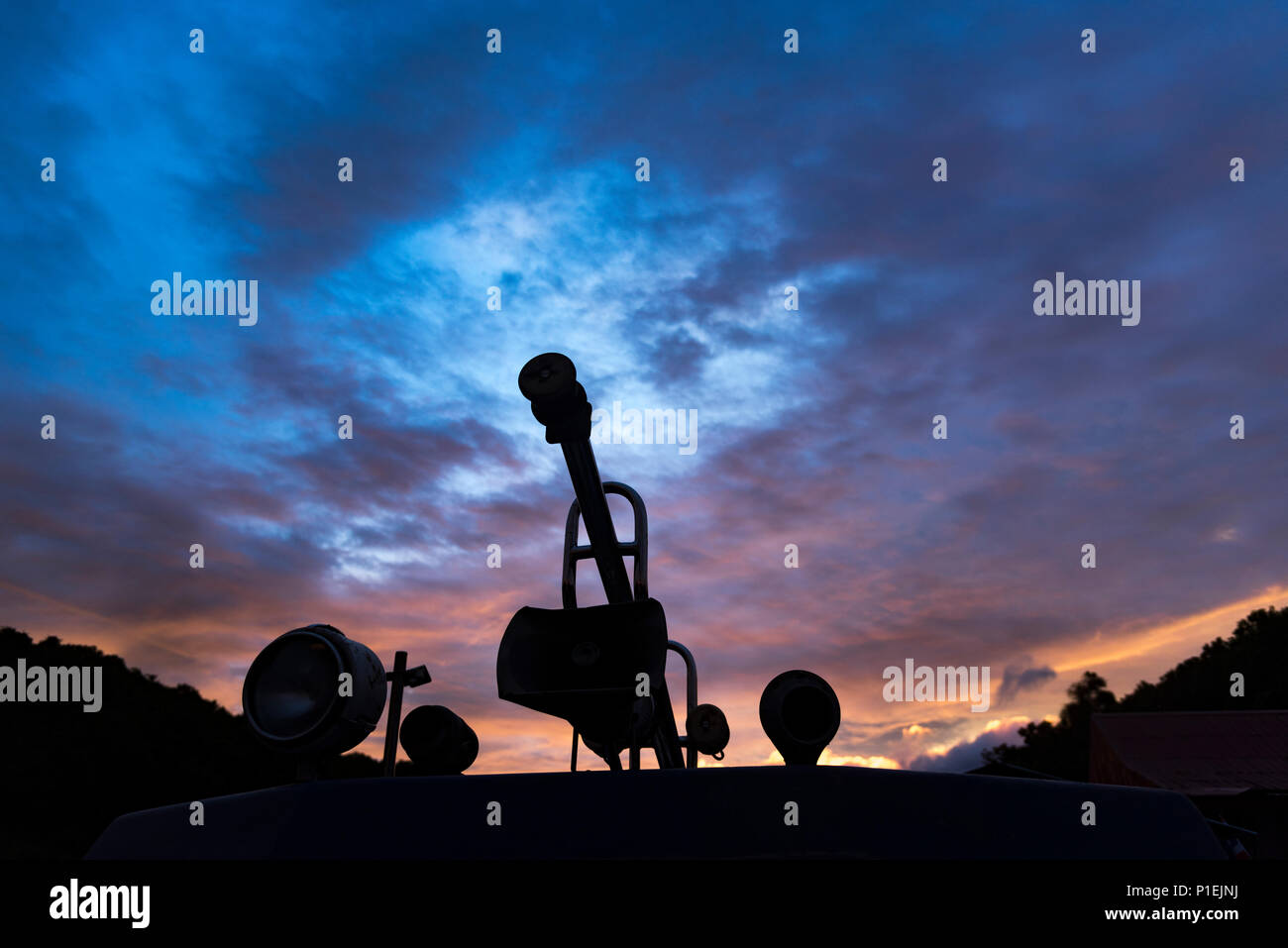 Coastal Transit Poles, twilight time Stock Photo - Alamy