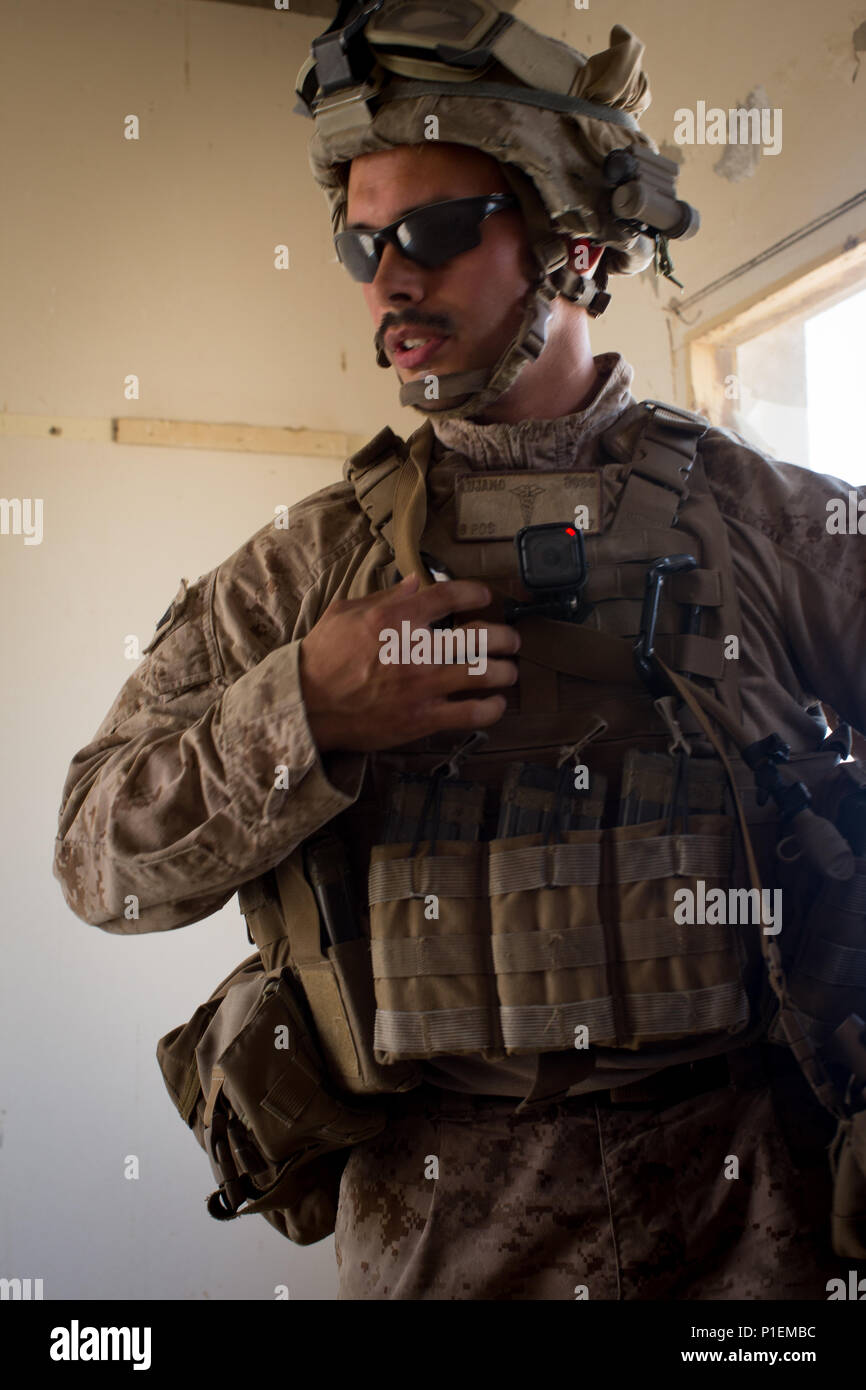 U.S. Navy Hospital Corpsman Third Class Joseph Lujano, with Company F ...