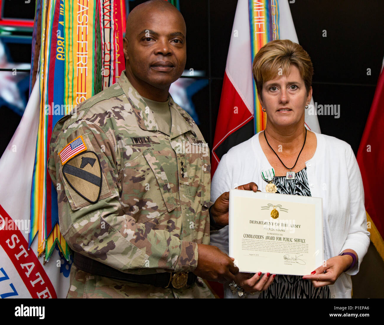 Lt. Gen. Stephen M. Twitty, commander of First Army, presents a ...