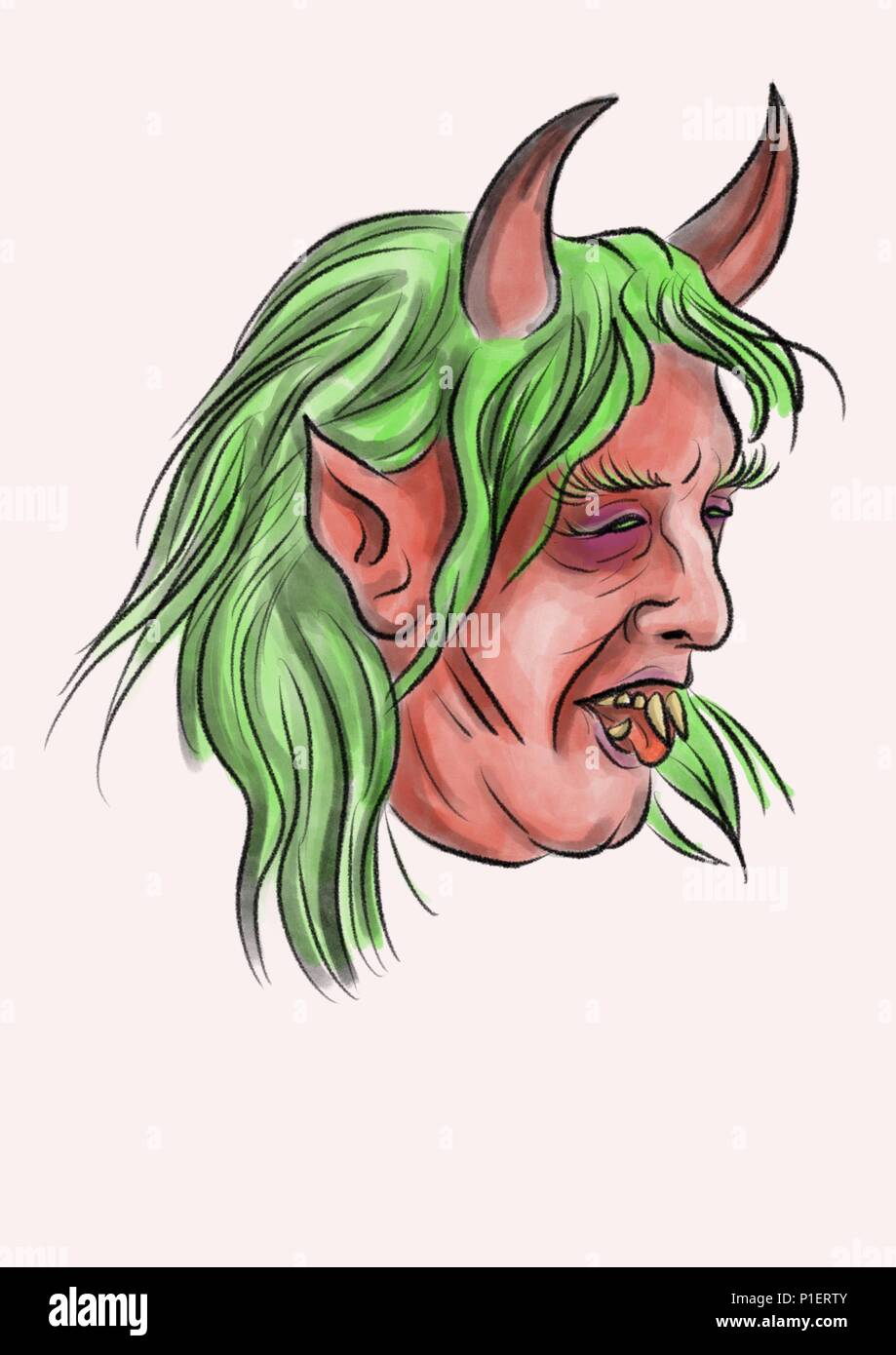 illustration of a demon or Oni Stock Photo - Alamy