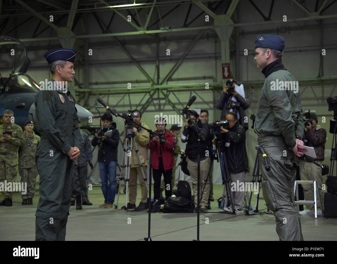 Japan Air Self-Defense Force Maj. Gen. Koji Imaki, left, 3rd Air Wing ...