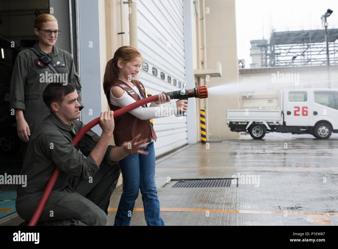 U.S. Marine Corps Lance Cpl. Allison Jenkins, firefighter specialist ...