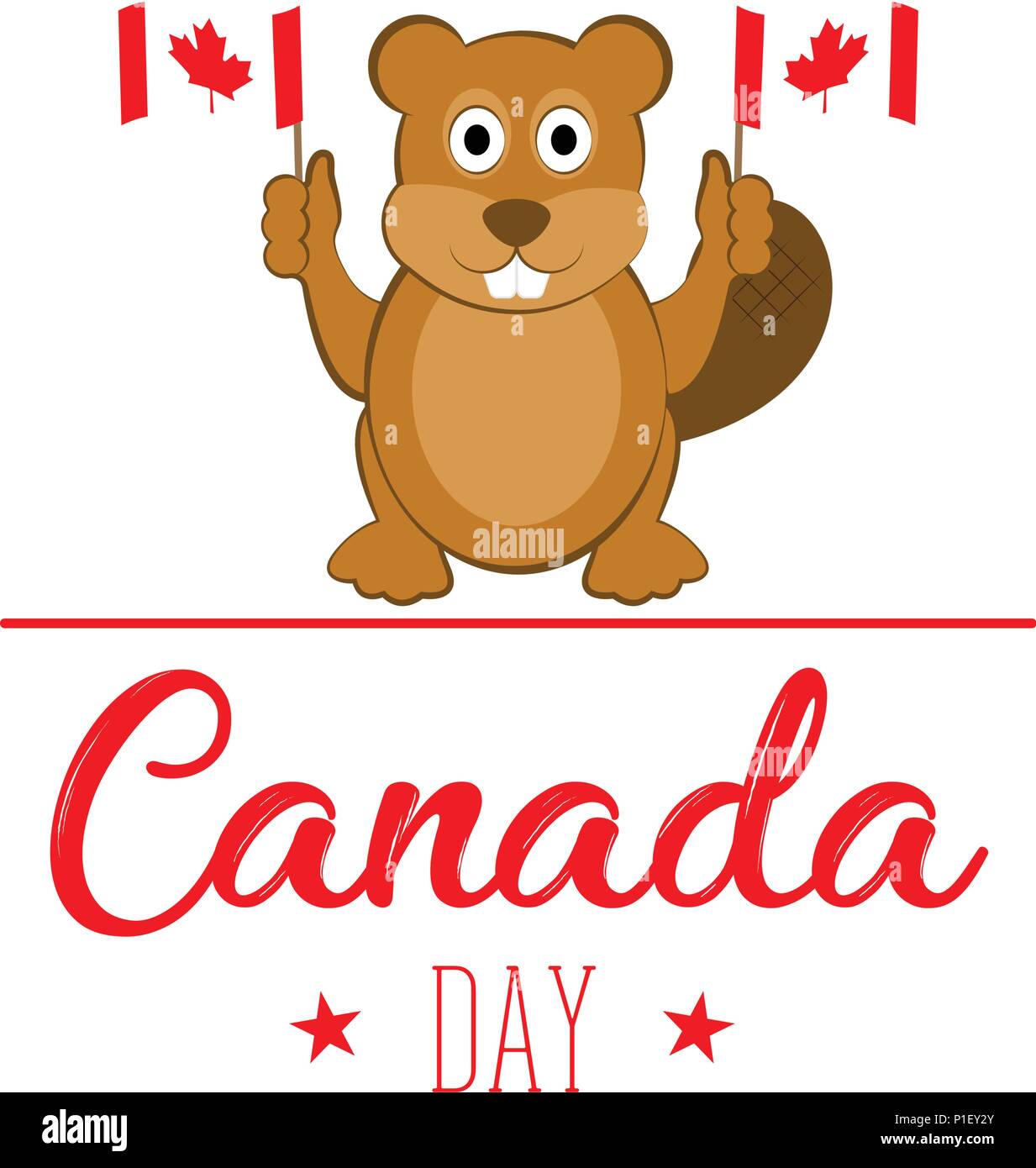 Beaver holding flags. Canada day Stock Vector Image & Art - Alamy