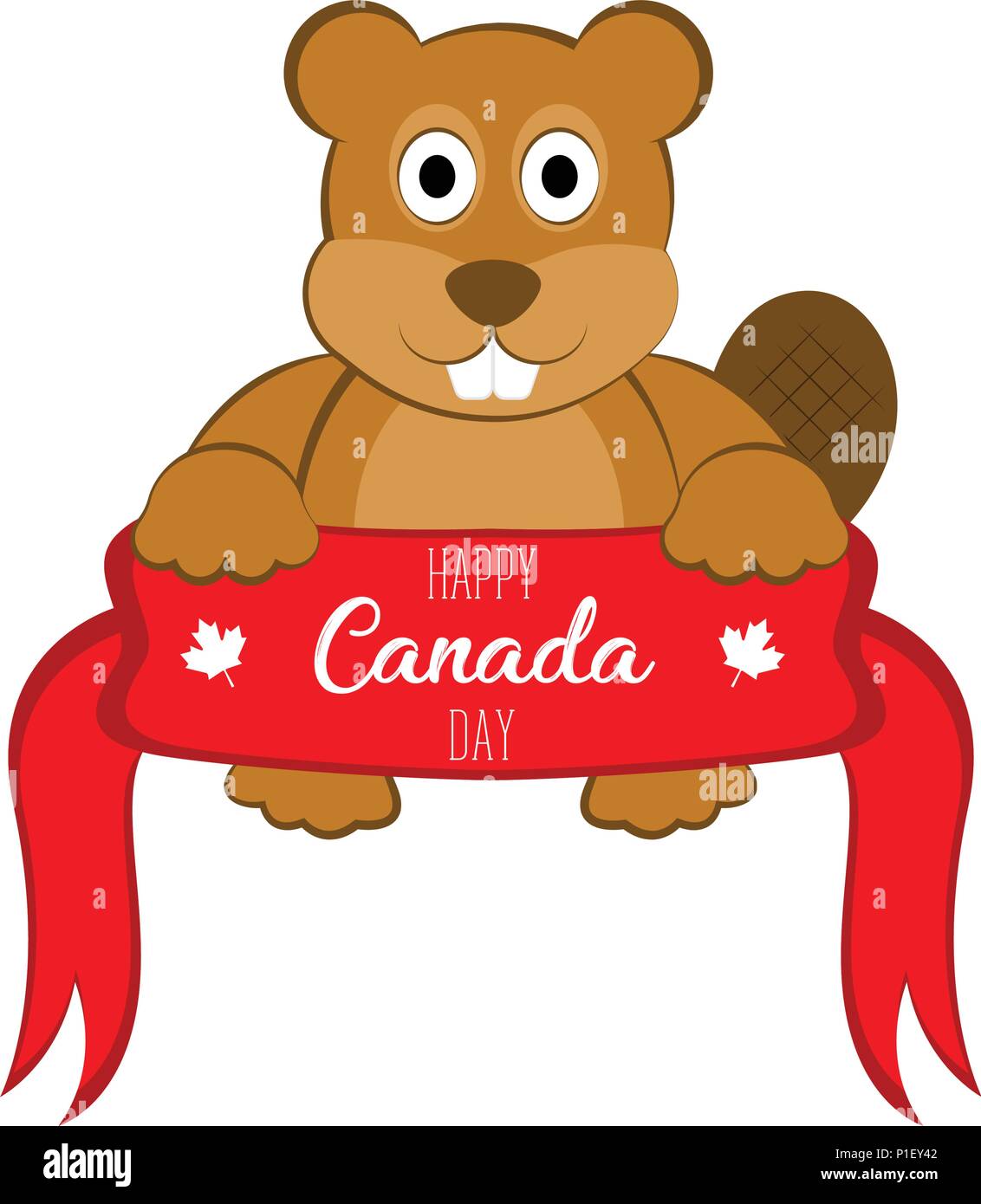 Beaver holding a ribbon. Canada day Stock Vector Image & Art - Alamy