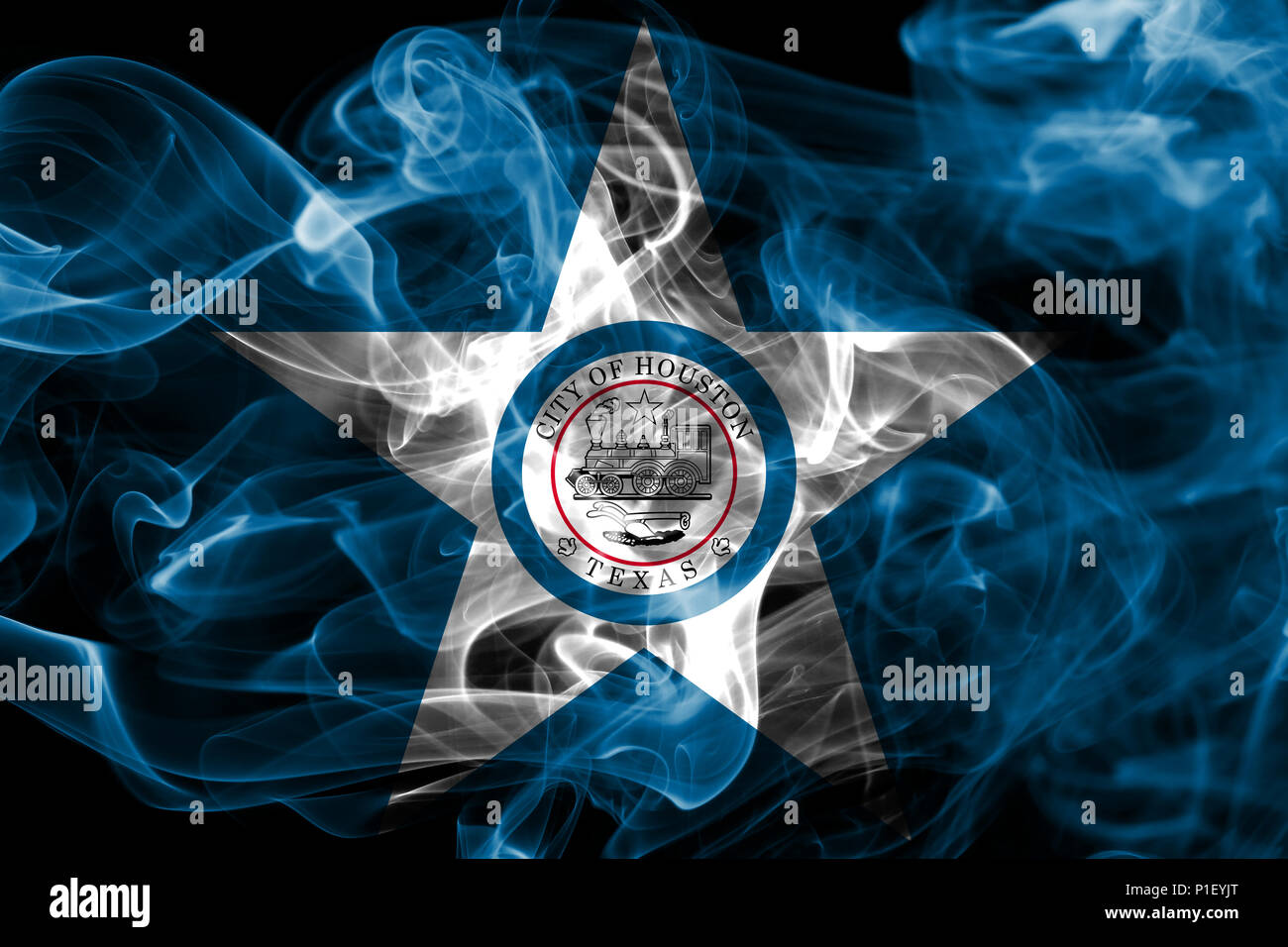 Houston city smoke flag, Texas State, United States Of America Stock ...