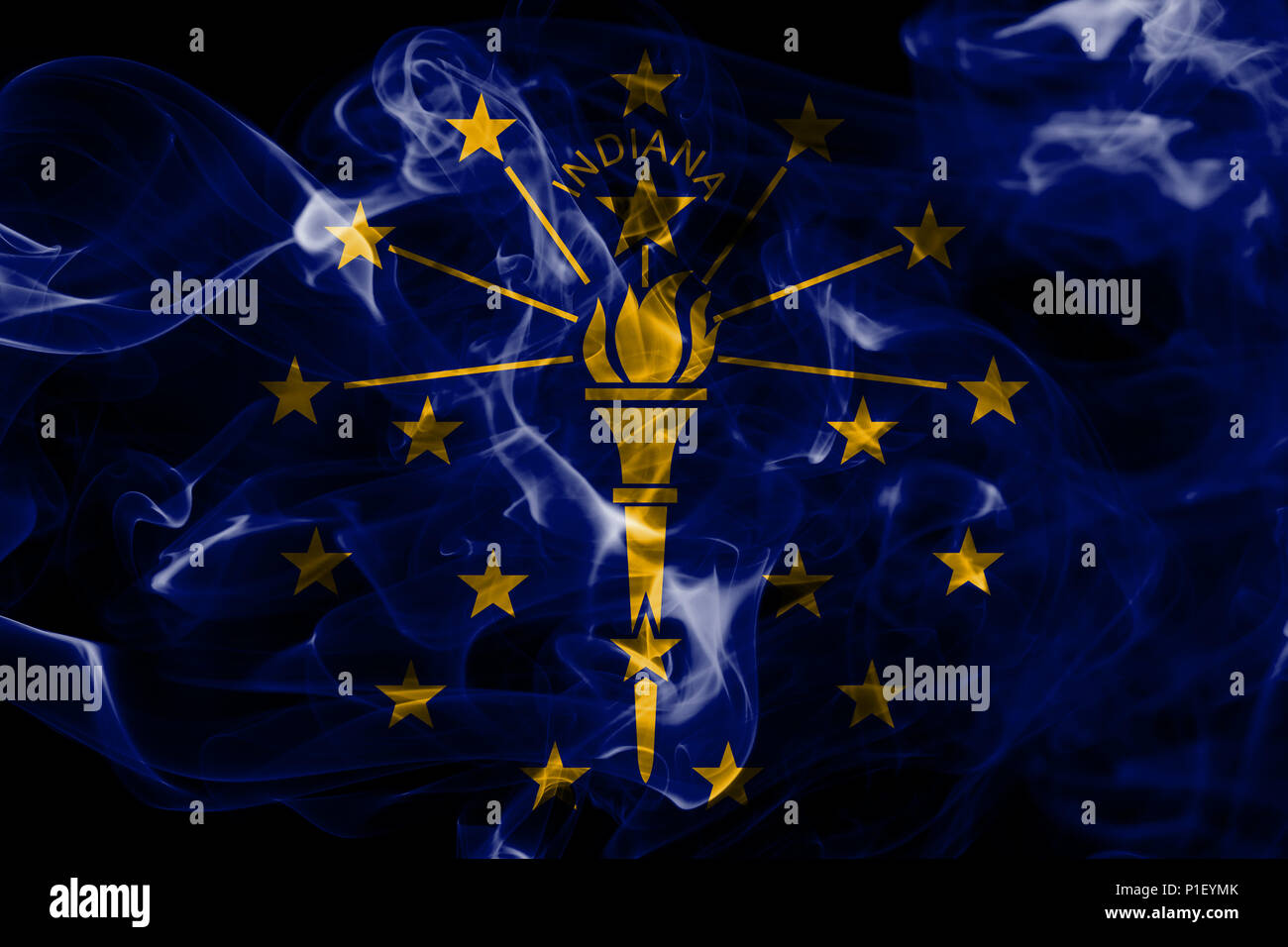 Indiana state smoke flag, United States Of America Stock Photo - Alamy