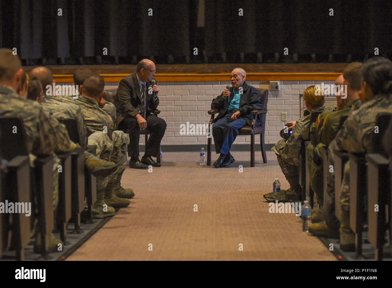 Eddie Graham, right, retired Army sergeant, speaks to Airmen at ...
