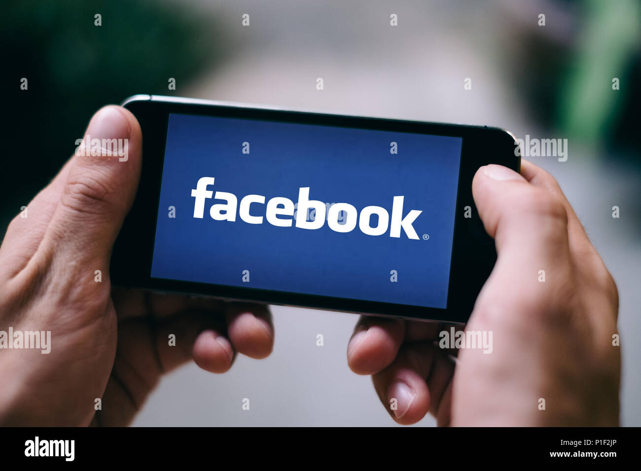 Closeup of iPhone Screen with FACEBOOK LOGO or ICON on smartphone Stock ...