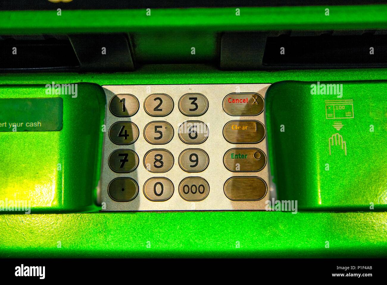 Finance and business. Panel with buttons on the ATM Stock Photo - Alamy