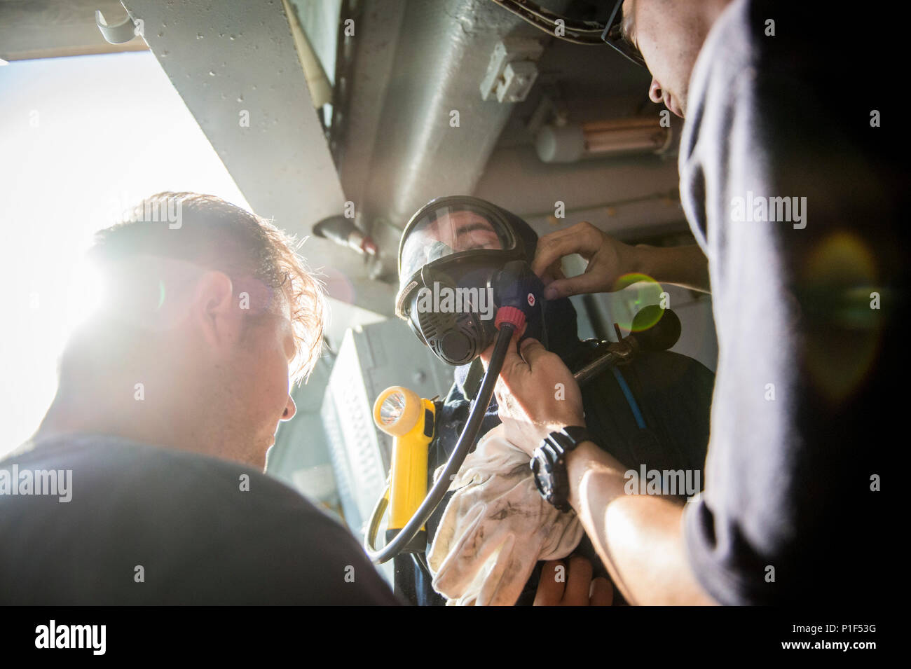 161021-N-SB587-0368 Sailors with the Royal Navy don a firefighting ...