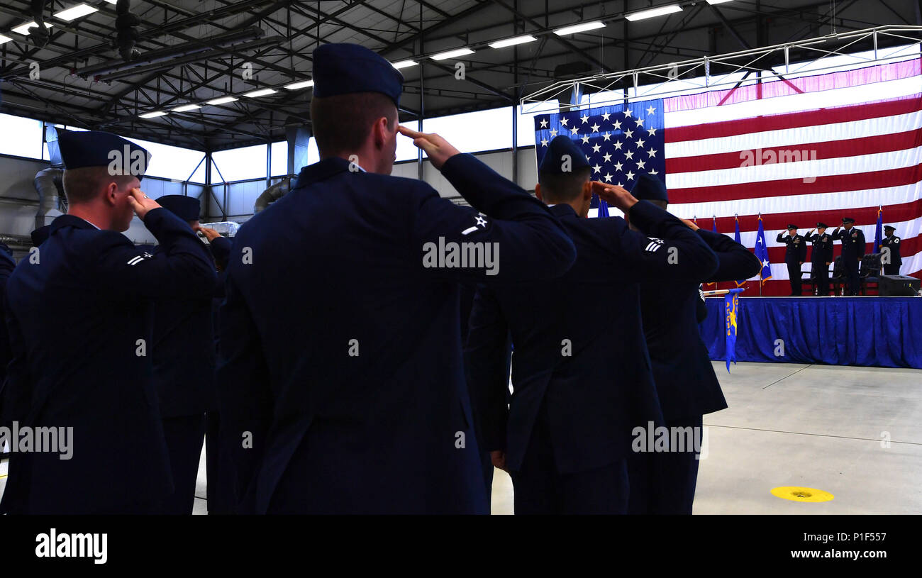Ramstein Airmen render a salute during the 3rd Air Force change of ...