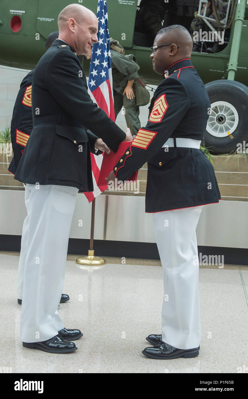 U.S. Marine Corps Maj. Seth P. Goldstein, left, executive officer ...