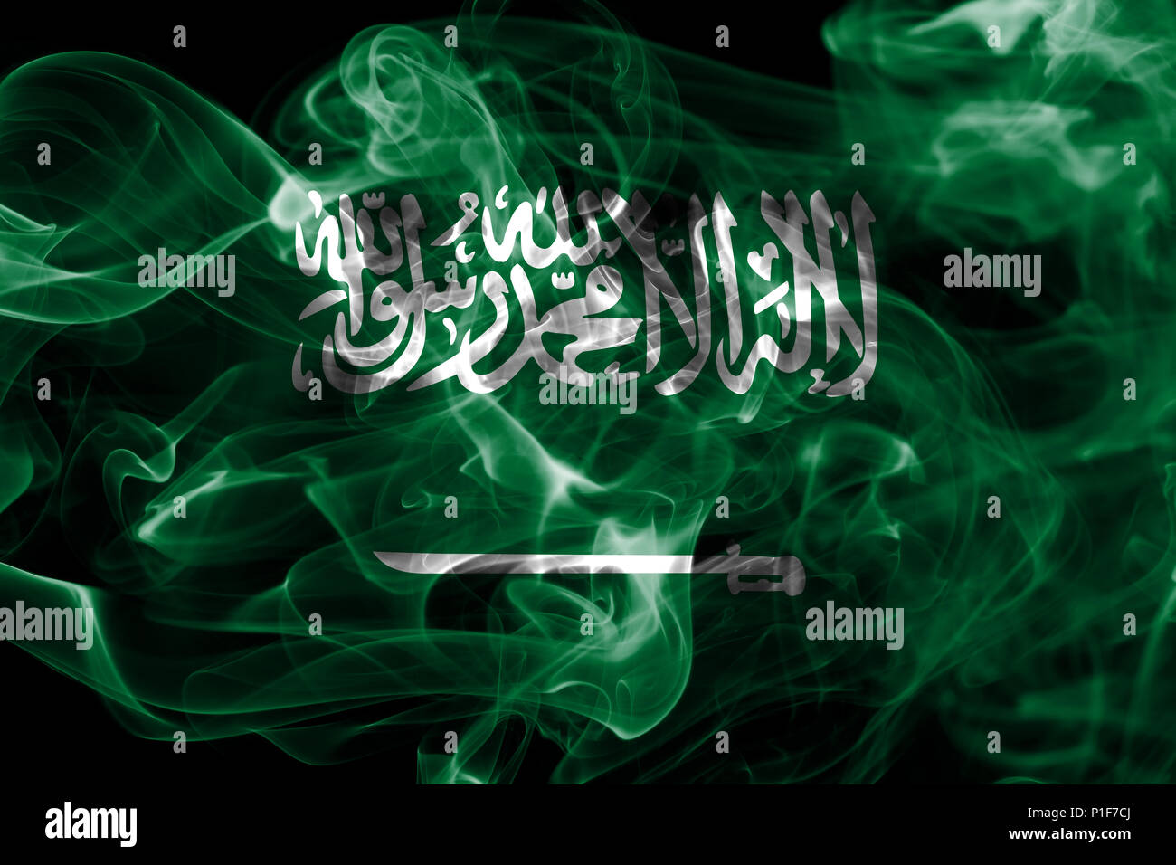 Saudi Arabia smoke flag Stock Photo - Alamy