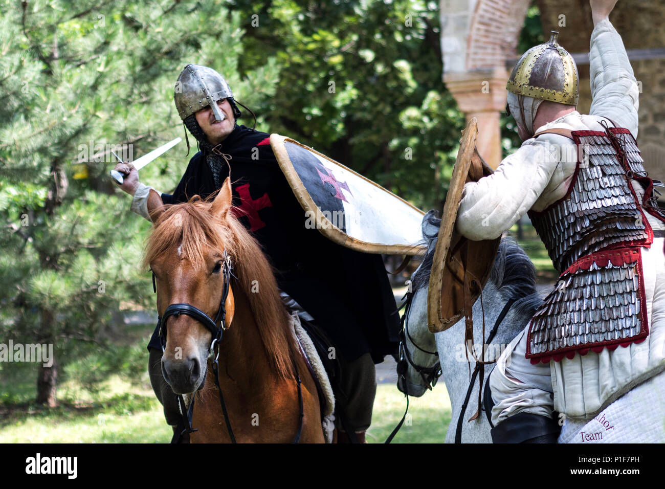 Medieval Knight Fighting On Horse Knight Going To Fight Stock