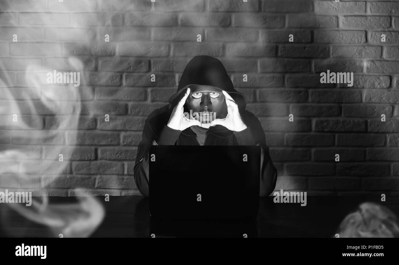 Dark web hacker silhouette Black and White Stock Photos & Images - Alamy