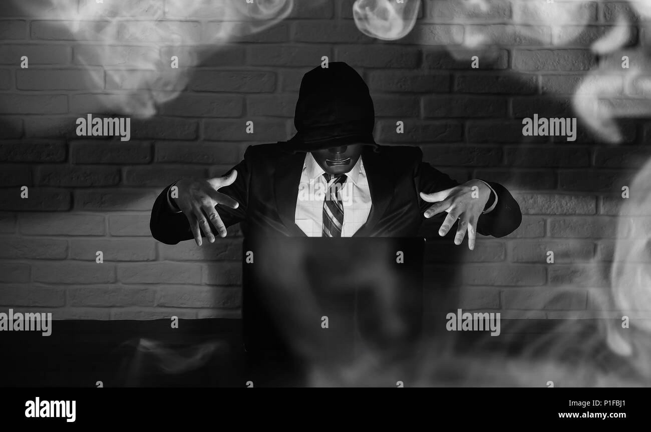 Dark web hacker silhouette Black and White Stock Photos & Images - Alamy