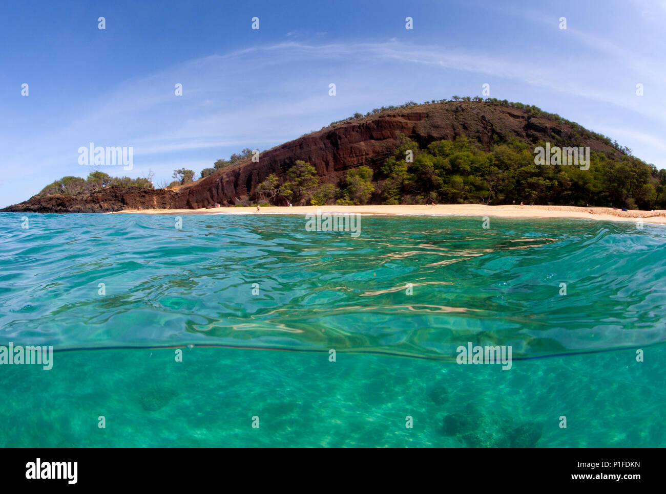 Over underwater view of Big Beach, Makena, Maui, Hawaii Stock Photo - Alamy