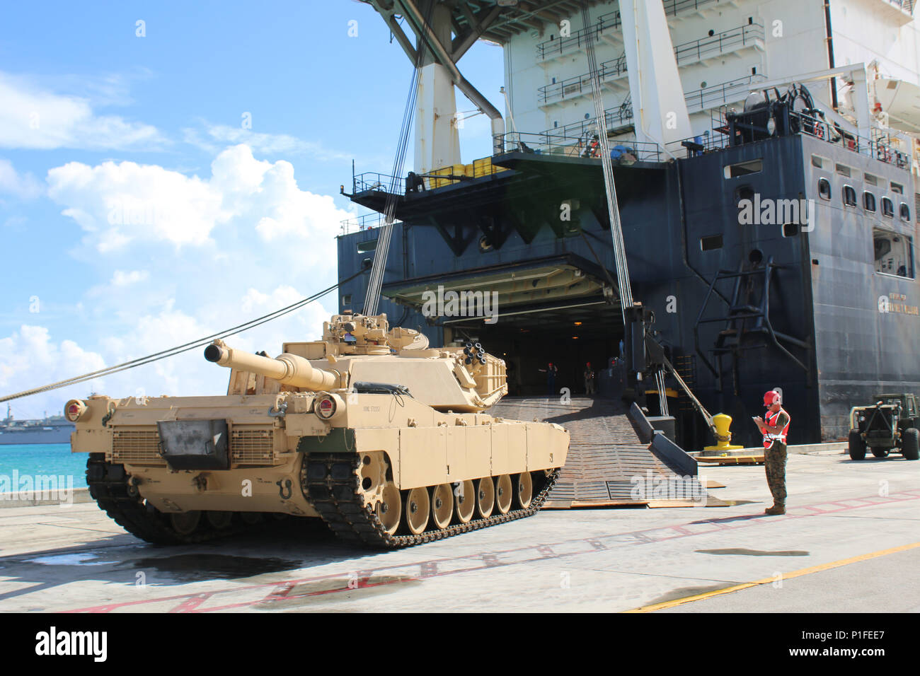 SANTA RITA, Guam (Oct. 28, 2016) -- A Marine Corps tank is driven ...