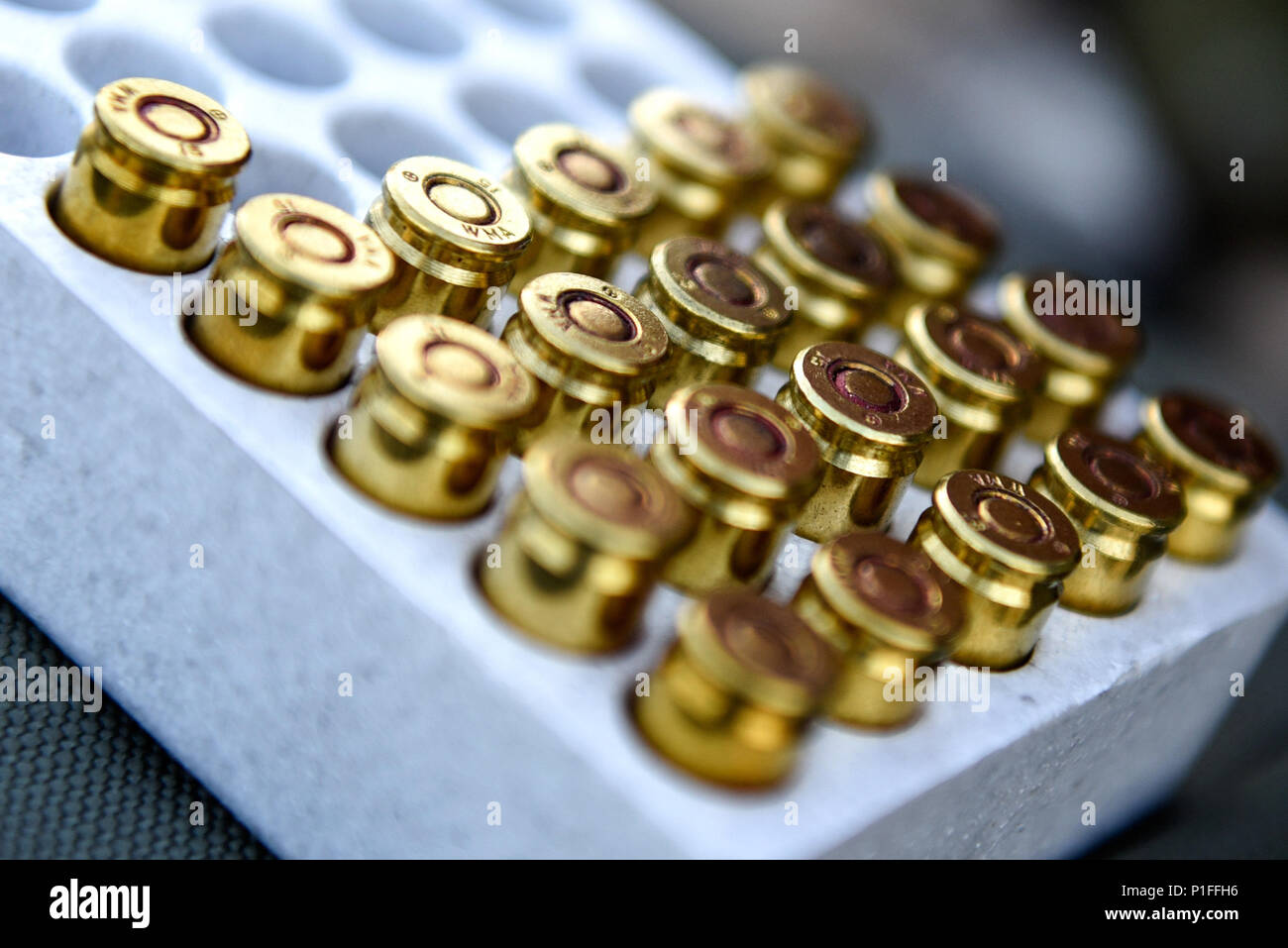 Rounds of 9mm used with the Barretta M9 pistol at Camp Shelby, Miss ...