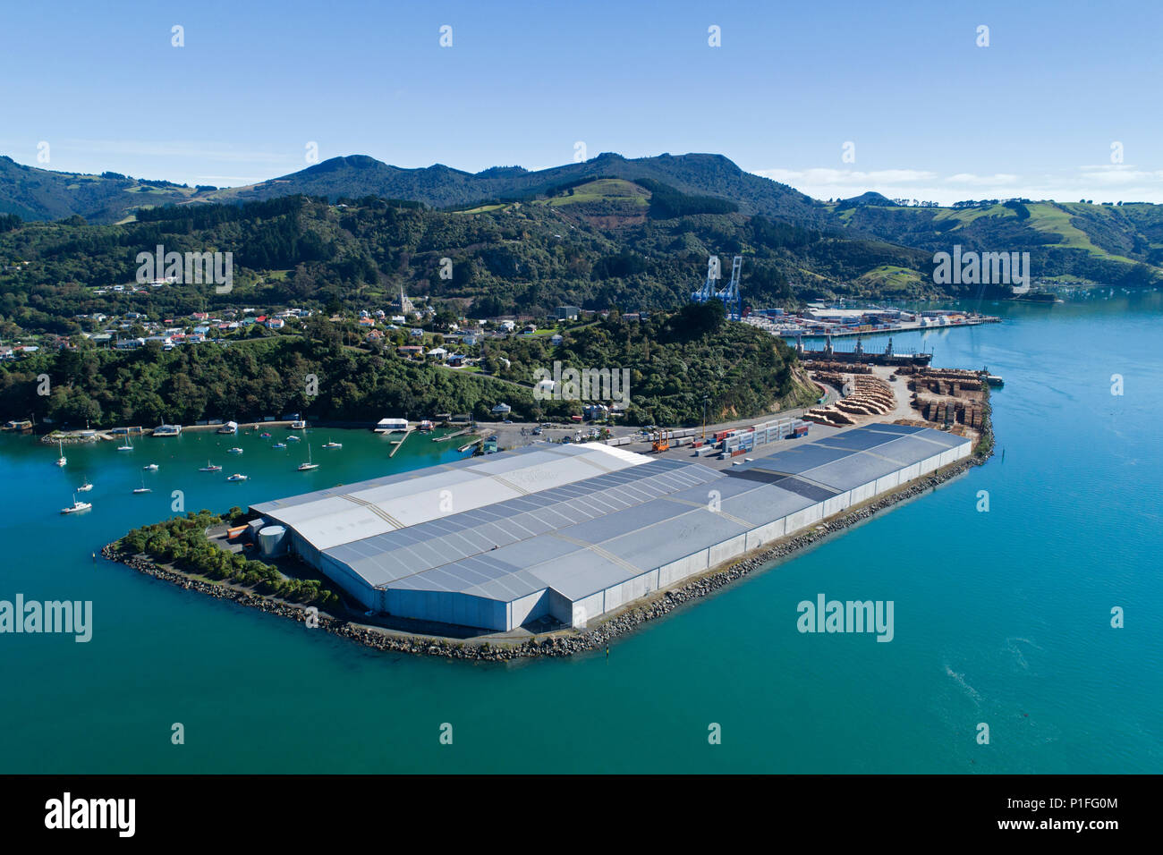 Port of Otago, and Otago Harbour, Port Chalmers, Dunedin, Otago, South ...