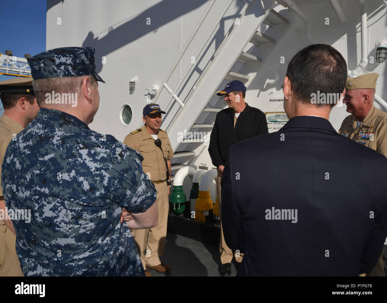 Naval Information Forces staff tour the USNS Pathfinder (T-AGS 60), the ...