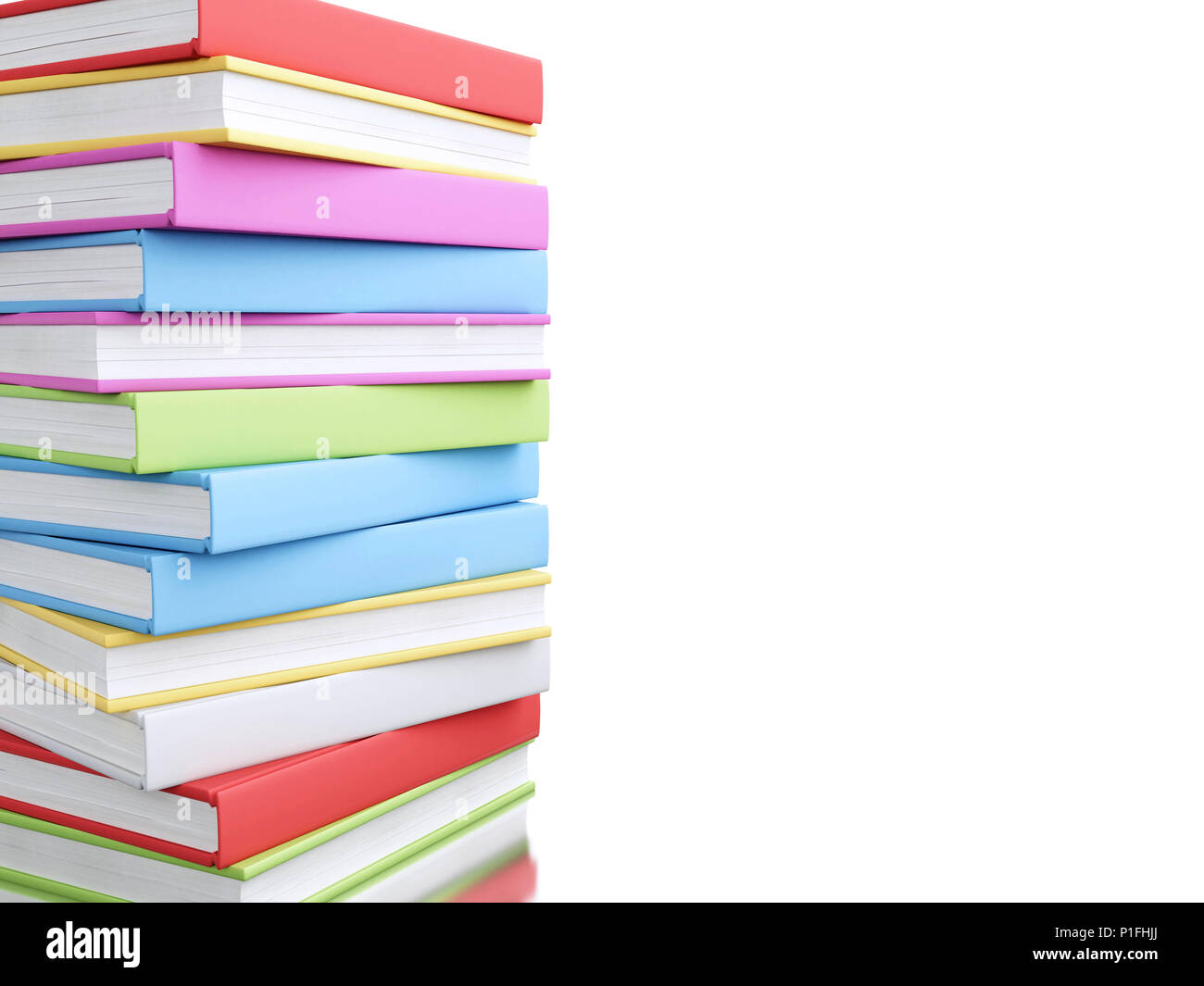 3d illustration. Colorful stack of books. Education concept. Isolated ...