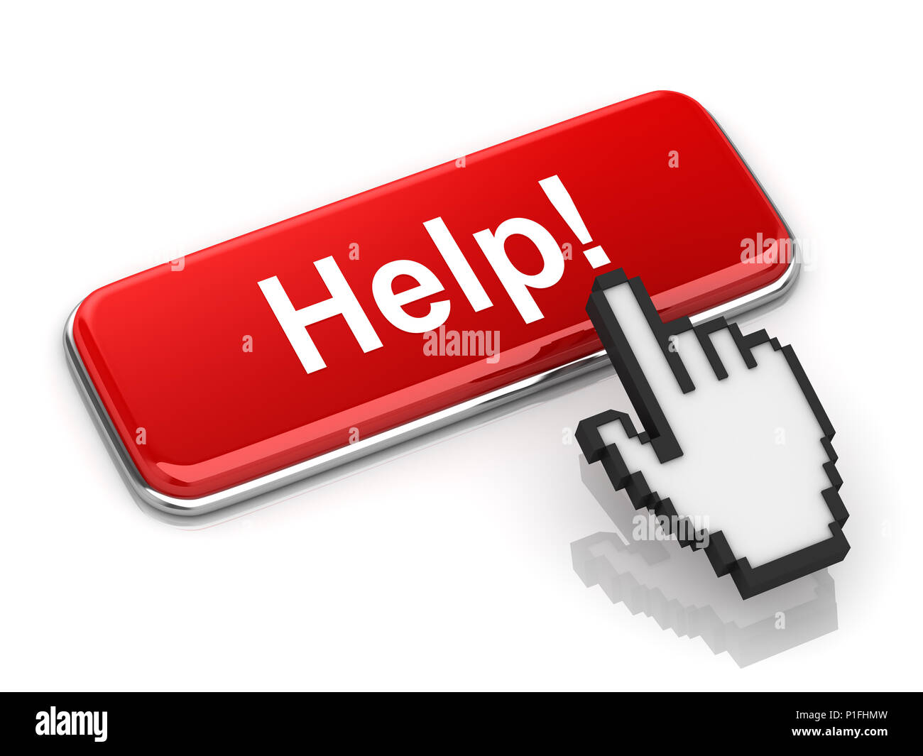 Red Help Button , This is a 3d rendered computer generated image ...