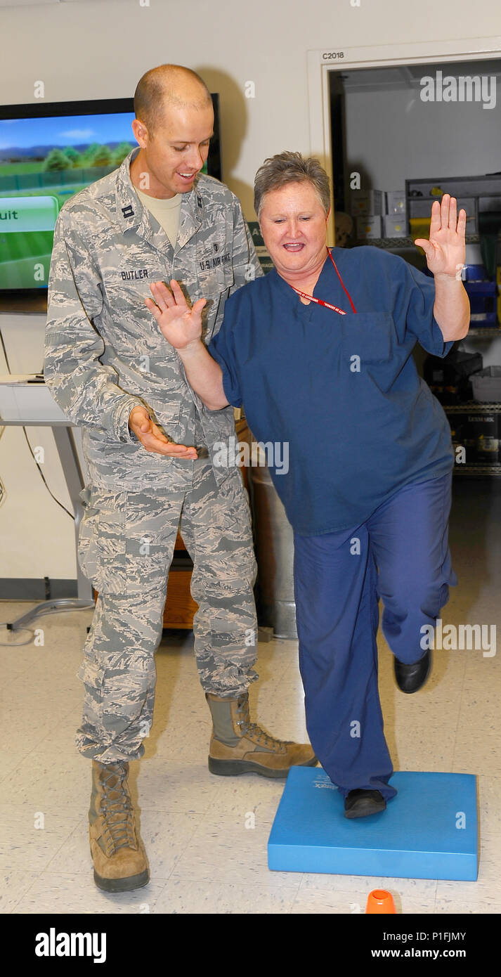 Debra Fitzpatrick, 78 Med Group deltal assistant, tries her balance ...