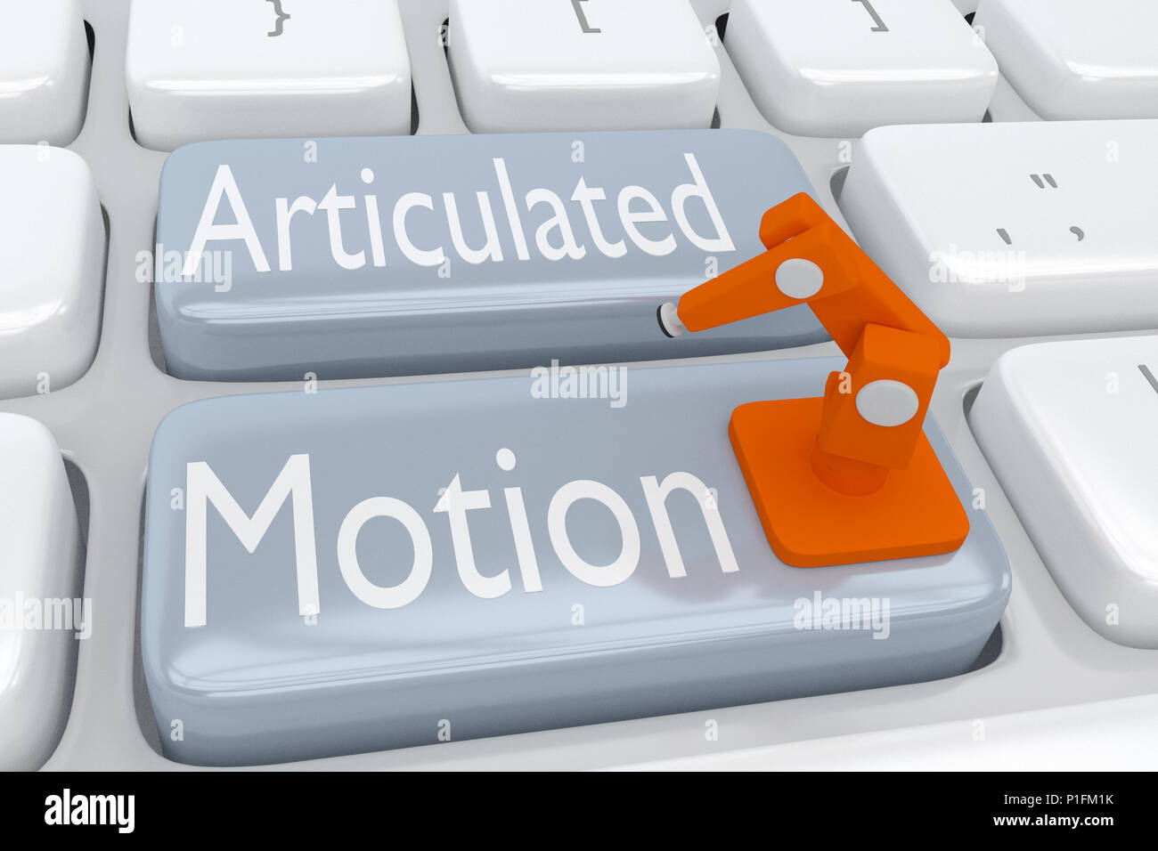 3D illustration of computer keyboard with the script Articulated Motion ...