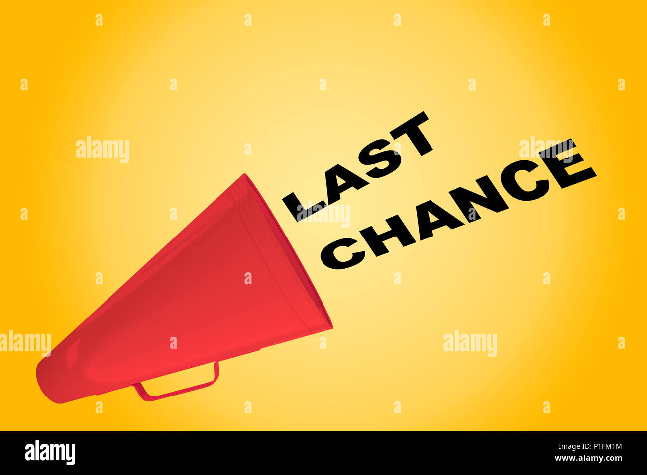 3D illustration of LAST CHANCE title flowing from a loudspeaker Stock ...