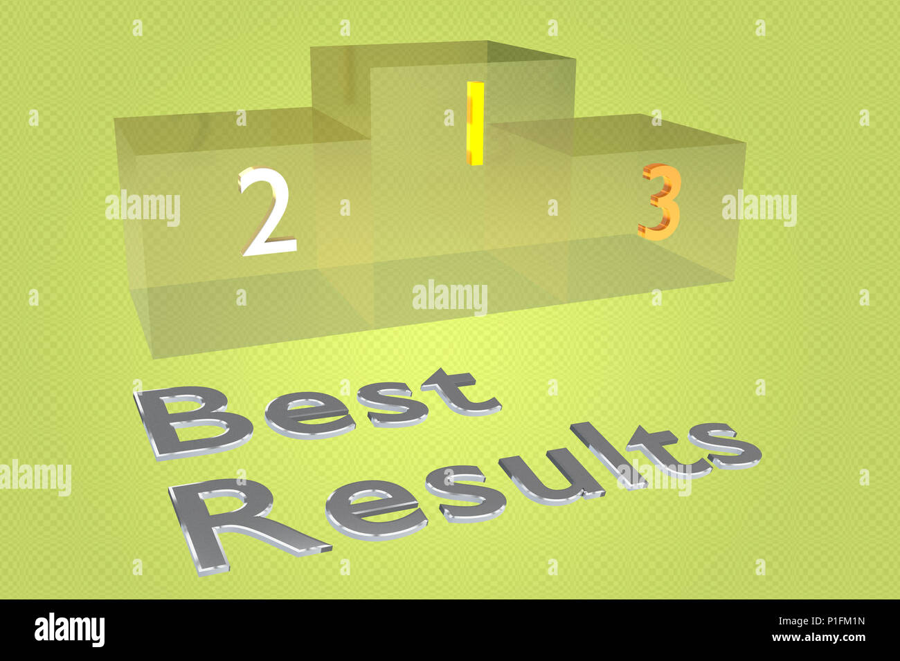 3D illustration of Best Results title with a podium as a background ...