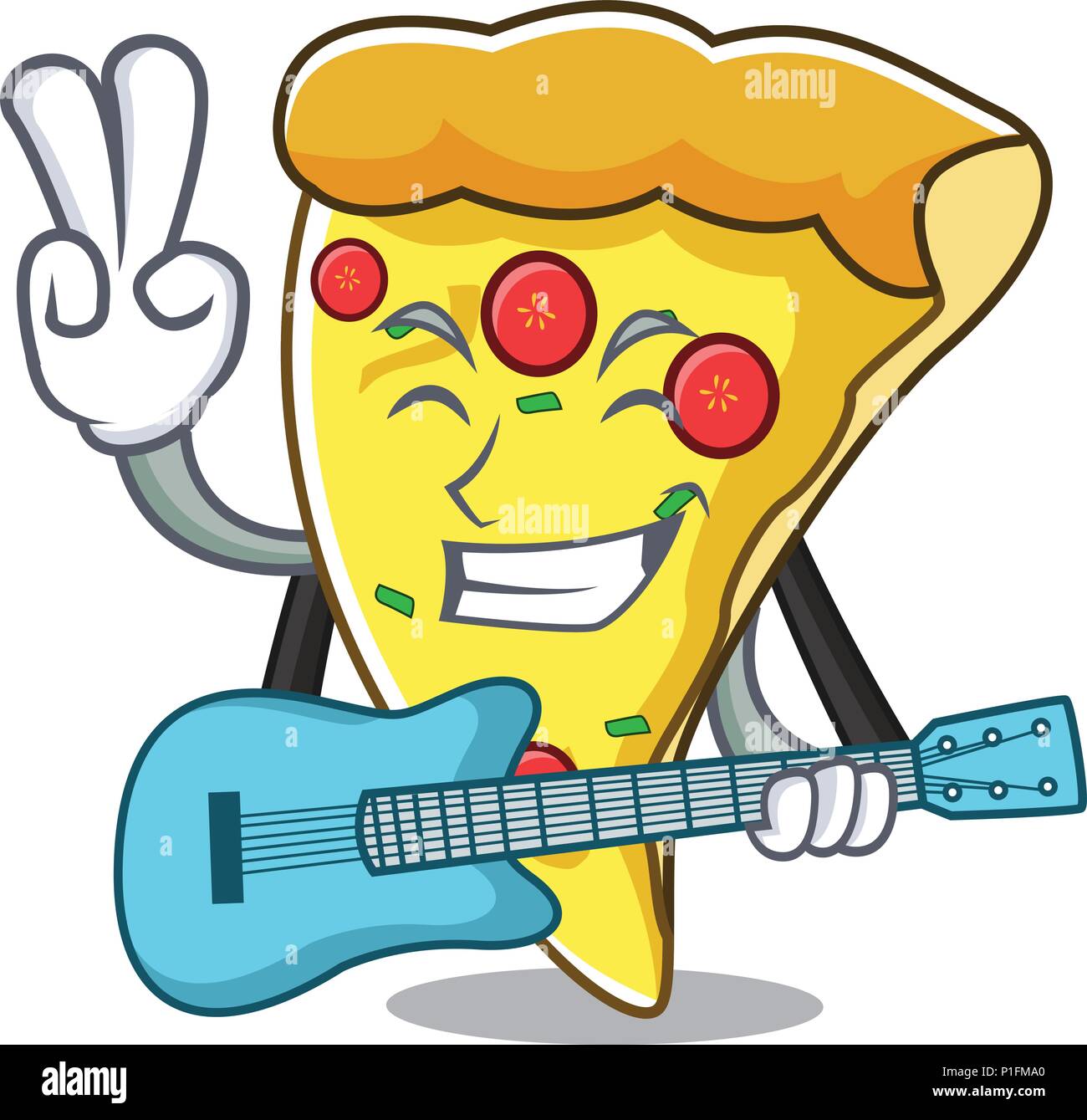 With guitar pizza slice mascot cartoon Stock Vector Image & Art - Alamy