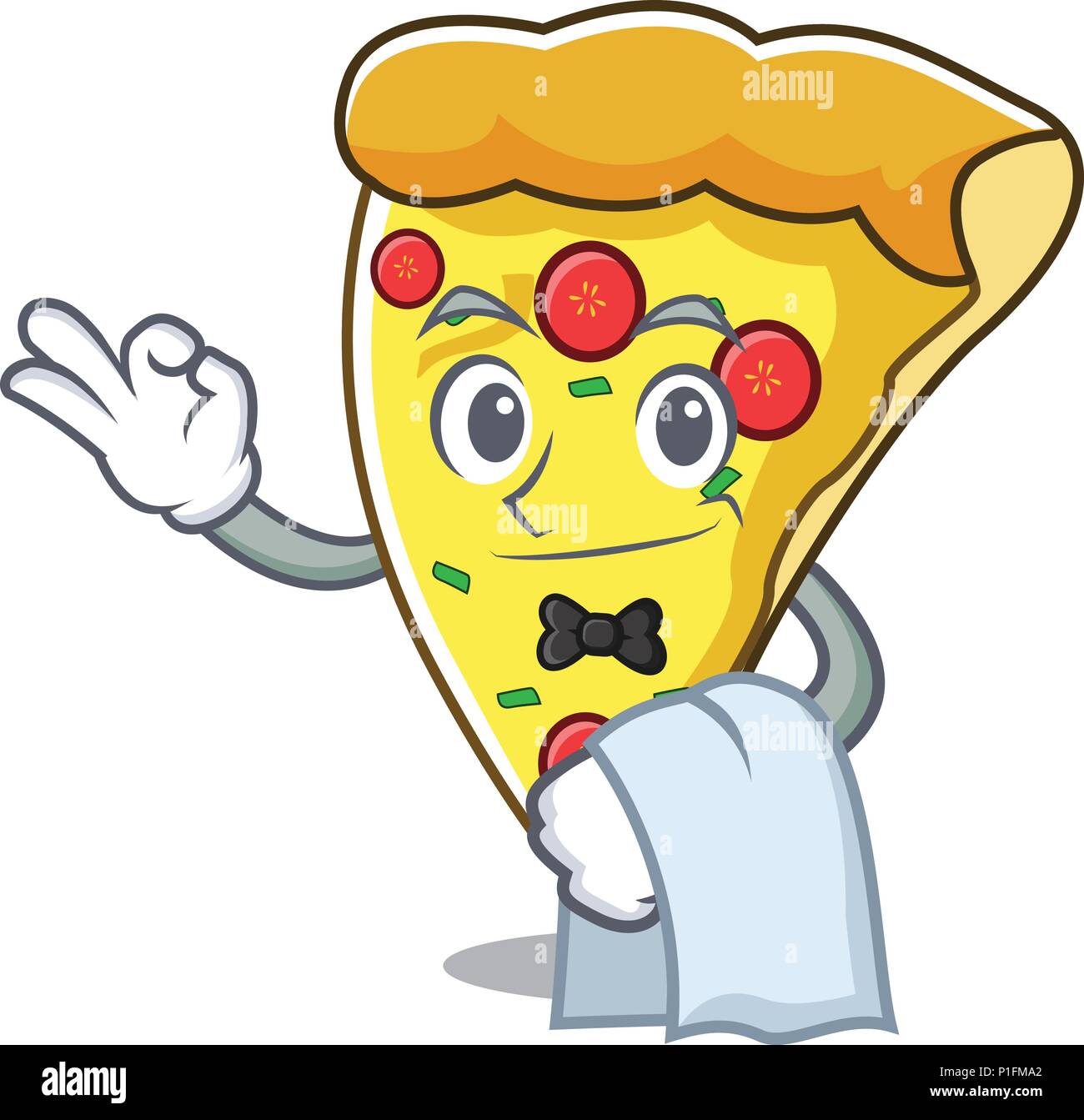 Waiter pizza slice mascot cartoon Stock Vector Image & Art - Alamy