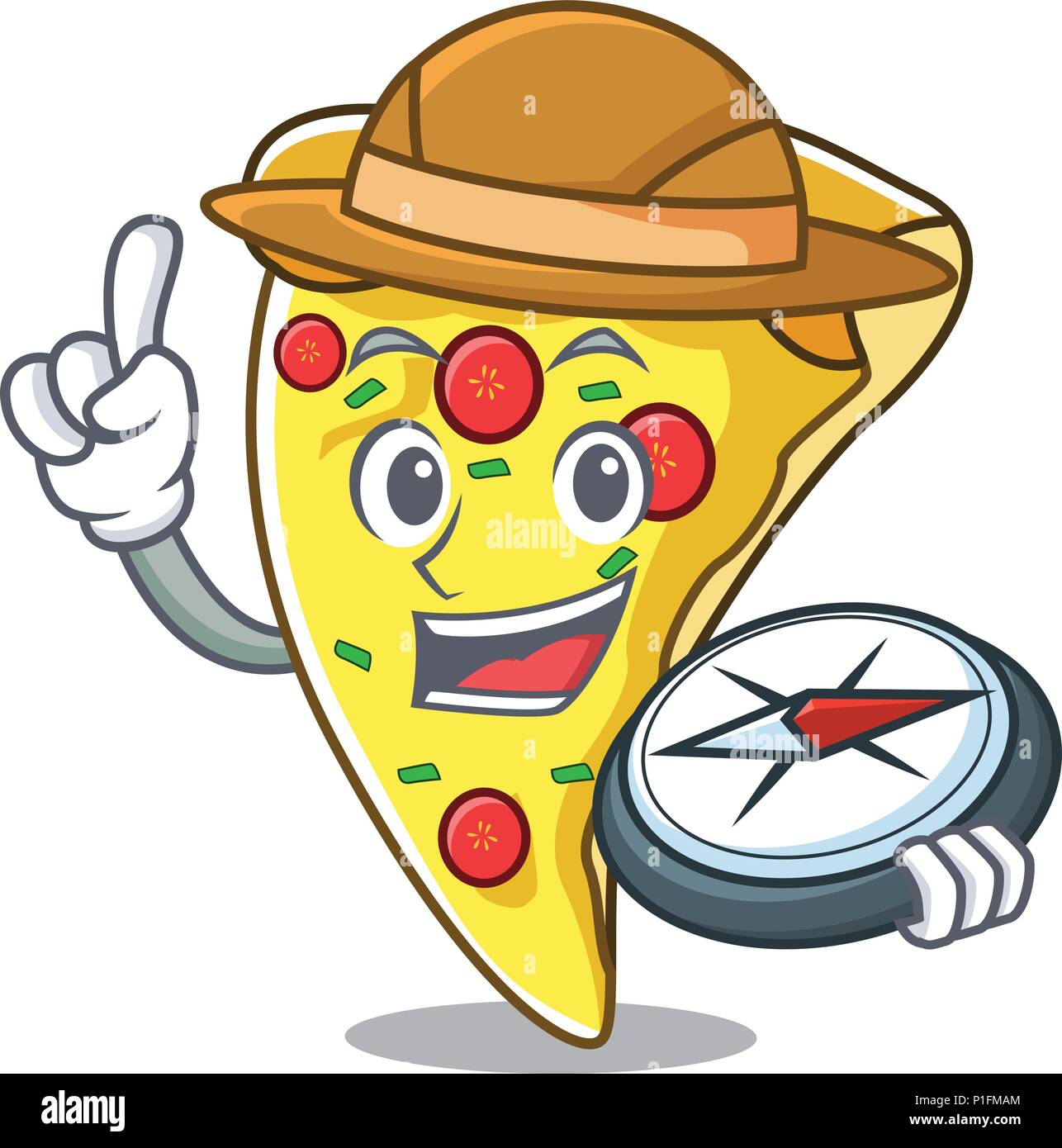 Explorer pizza slice mascot cartoon Stock Vector Image & Art - Alamy